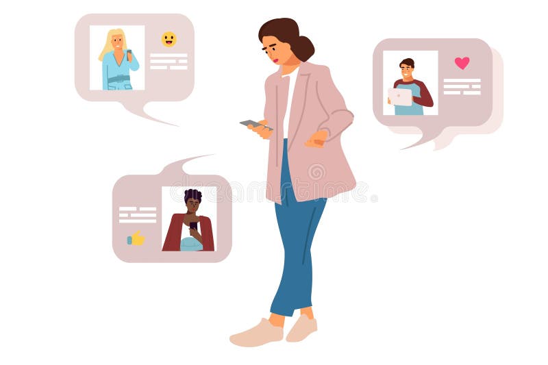 People Using Phone. Internet Communication. Web Messenger. Female ...