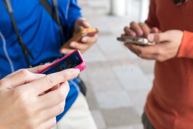 People are Using Phone To Find Directions Stock Image - Image of ...