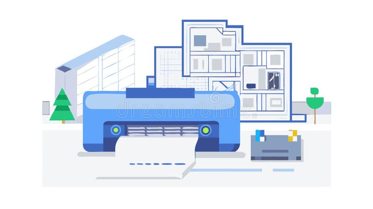 People Using Printer in Modern Office Environment, Vector Design ...