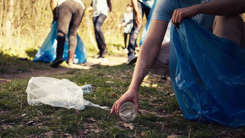 People Using Proper Tools To Clean the Forest and Recycle Plastic Waste ...
