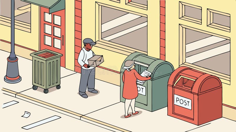 People Using Public Mailbox, Postal Service and Urban Communication ...