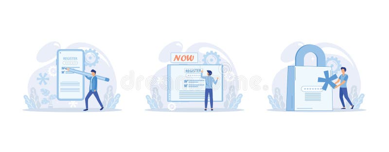 People Using Secure Login And Password Account Data Authorization Characters Use Personal Data