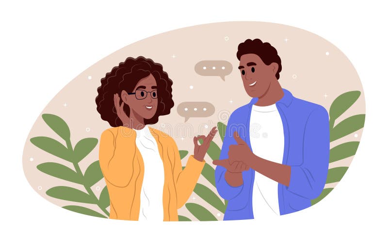 People Using Sign Language To Communicate. Stock Illustration ...