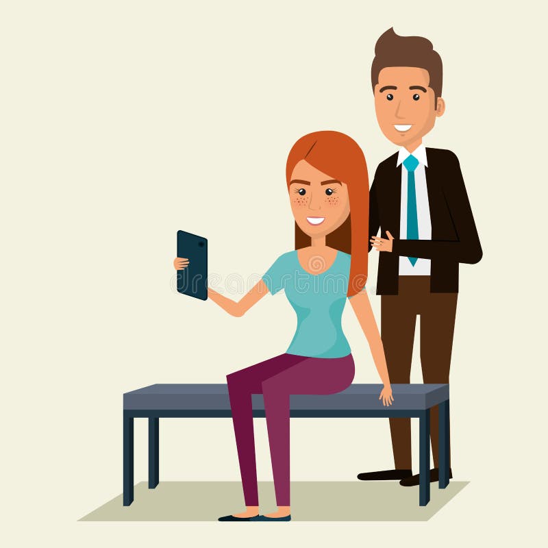 People Using Smartphone Characters Stock Illustration - Illustration of ...