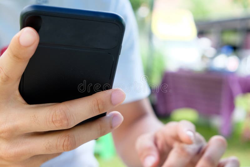 People using a smartphone. stock photo. Image of lifestyles - 159271652