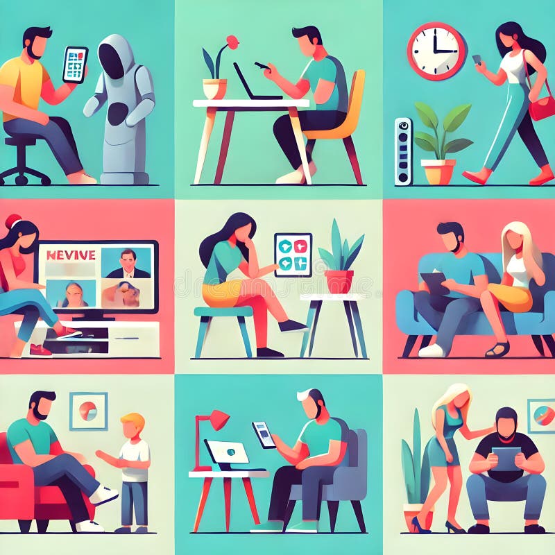 People Using Technology in Everyday Life, Working, Studying and ...