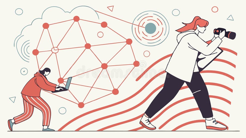 People Using Technology To Connect Data Network Vector, Vector Design ...