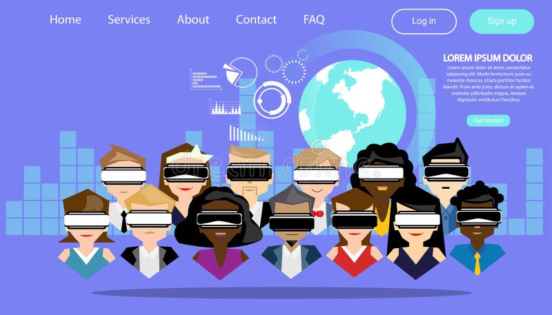 People Using Technology Virtual Reality Glasses with Laptop. Modern ...