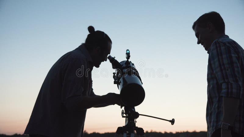 People Using Telescope in Dawn Stock Image - Image of constellation ...