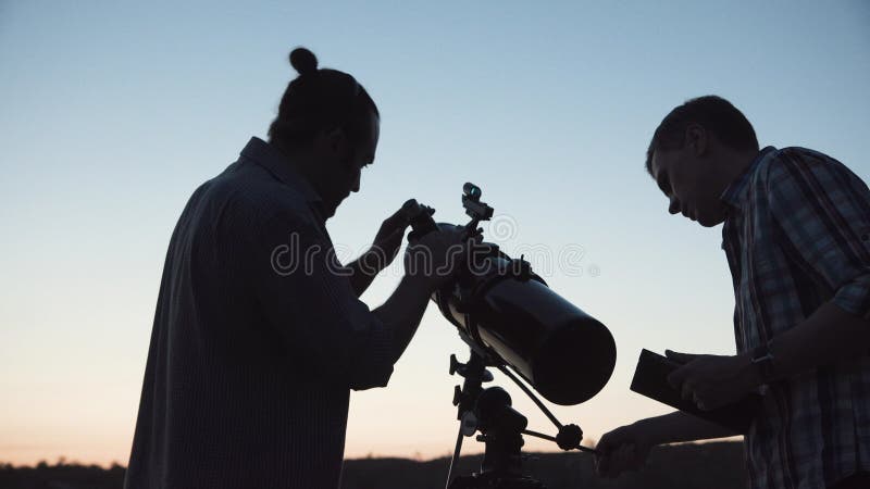 People Using Telescope in Dawn Stock Photo - Image of outdoors ...