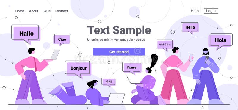 People Using Translation Application Multilingual Greeting ...