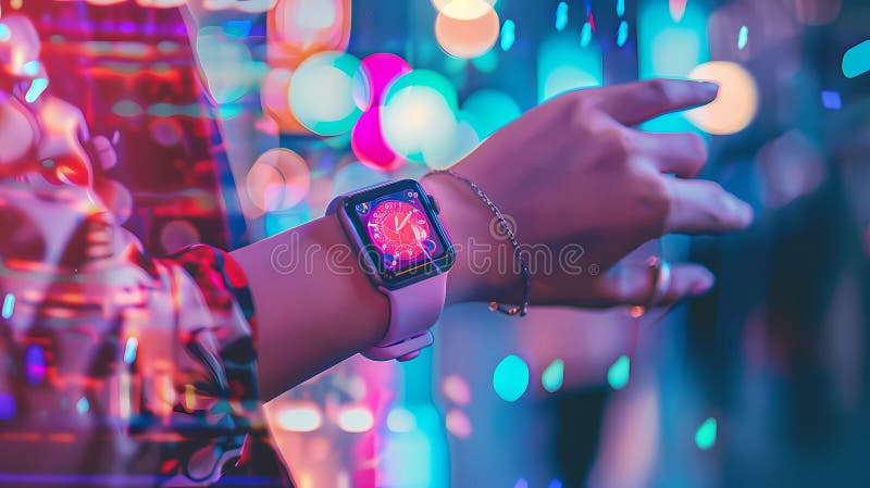 People Using Various Smart Wearables Stock Illustration - Illustration ...