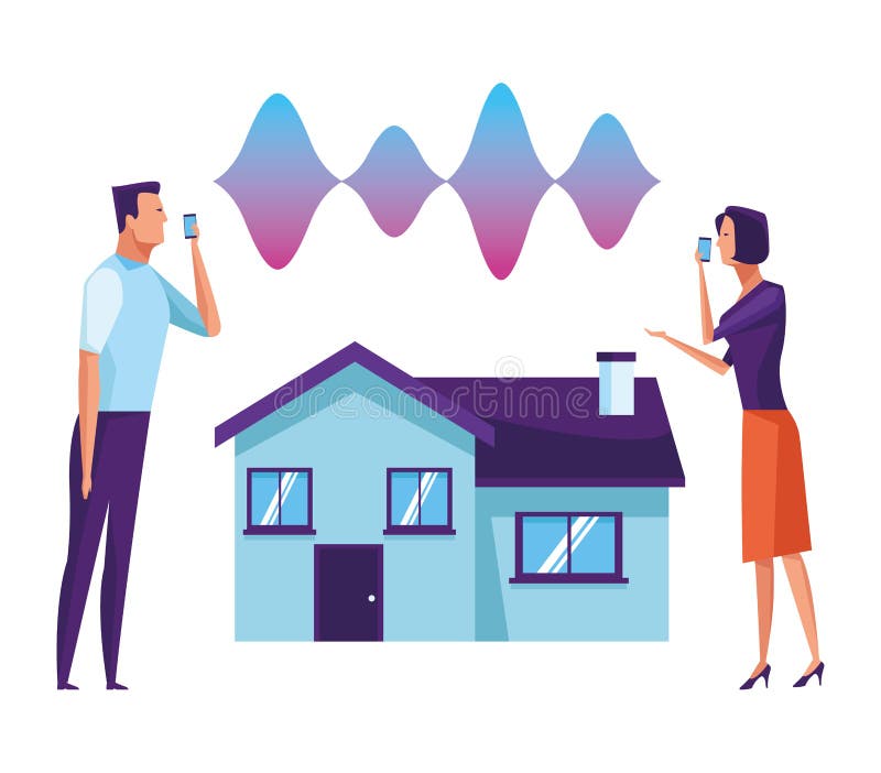 People Using Voice Recognition Stock Vector - Illustration of connect ...