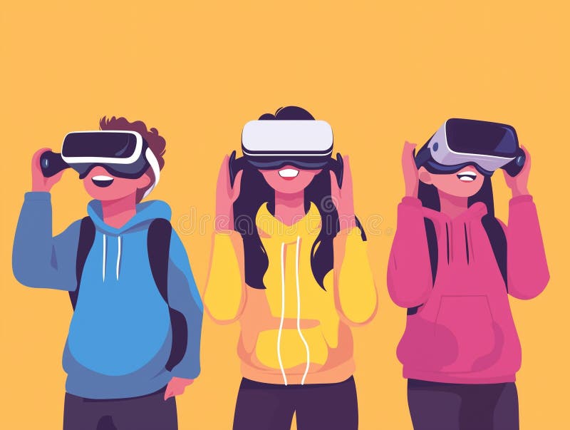 People Using VR in Cartoon Style. Good for Any Project. Stock ...