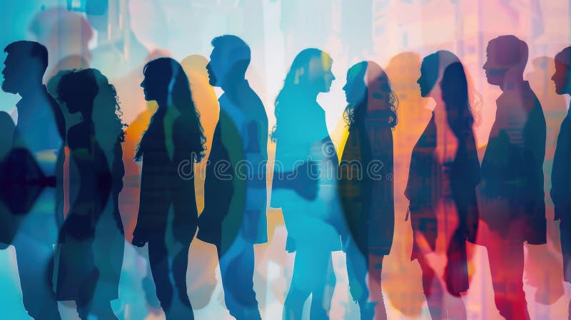 People of Various Colors and Heights Standing in Line, Waiting for ...