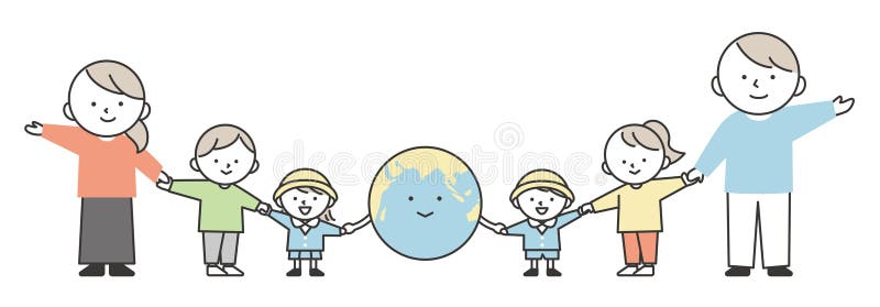 People from Various Generations Holding Hands with the Earth Stock ...