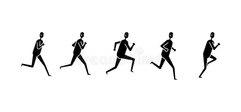 People Various Running Position on White Icon Set Stock Illustration ...