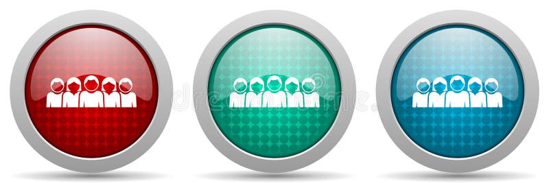 People Vector Icon Set, Glossy Web Buttons Collection Stock Vector ...