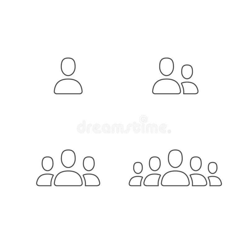 People Vector Icon Set, Member Group , Team Collection, Linear Thin ...