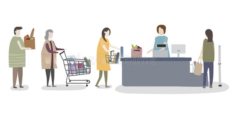 Vector of People Paying at Cash Counter Stock Vector - Illustration of ...