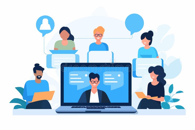 People on Video Call Vector Flat Minimalistic Isolated Vector Style ...