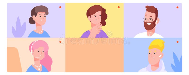 People in Video Chat Windows. Group Family Call Stock Illustration ...