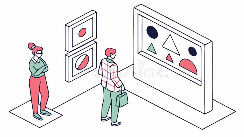 People Viewing Art Exhibition, Cultural Interaction, Vector Design ...