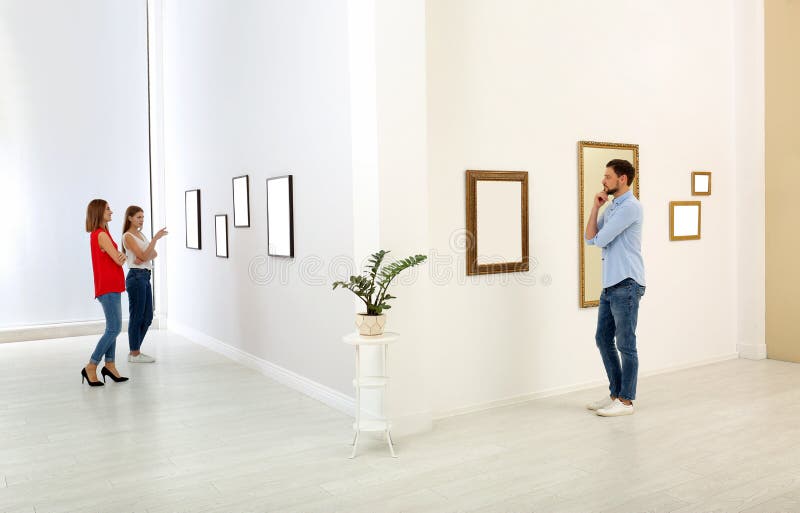 People Viewing Exposition in Art Gallery Stock Image - Image of ...