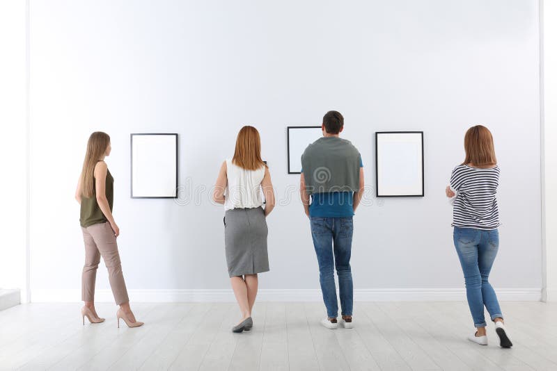 People Viewing Exposition in Art Gallery Stock Image - Image of idea ...