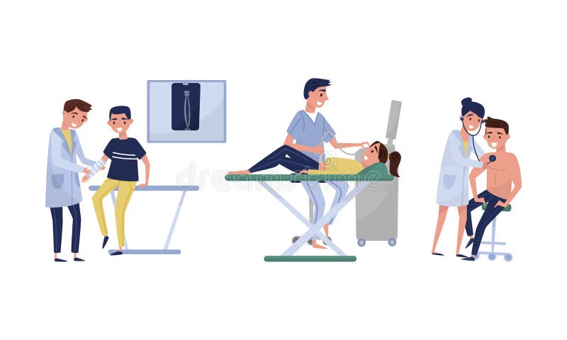 People Visit Different Doctors and Have Regular Examinations Vector ...