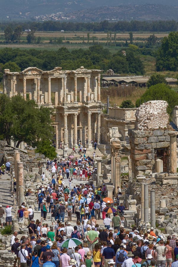 People Visiting and Enjoying Ancient Celsius Library in Ephesus ...