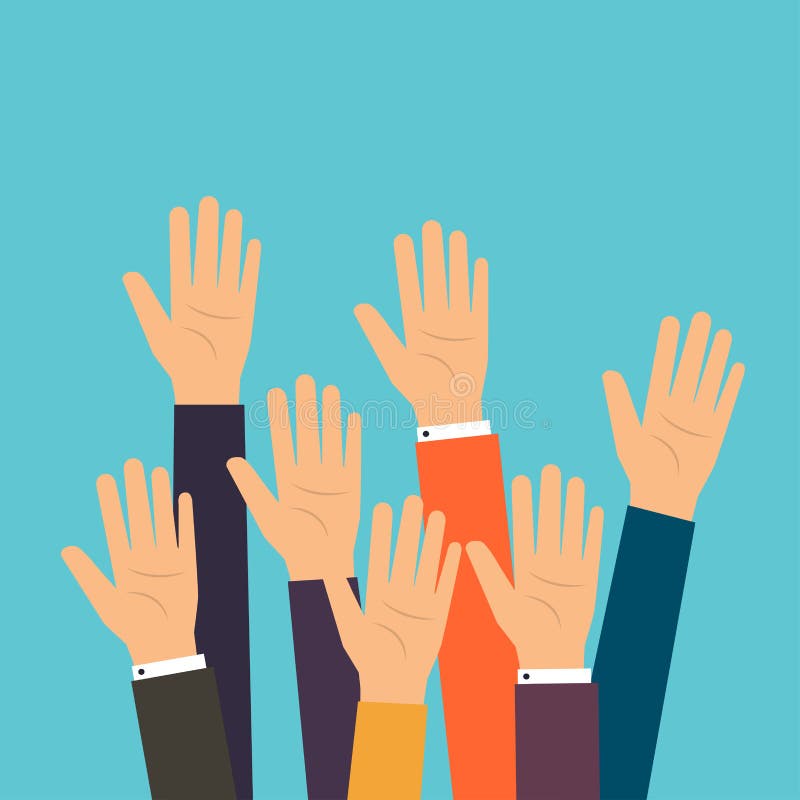 People Vote Hands. Raised Hands Volunteering Stock Vector ... People Vote Hands. Raised Hands Volunteering Stock Vector ...