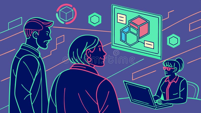 People in VR with Cubes, Virtual Interaction, and Futuristic ...