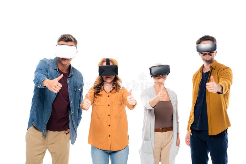 People in Vr Headsets Showing Like Stock Photo - Image of people ...