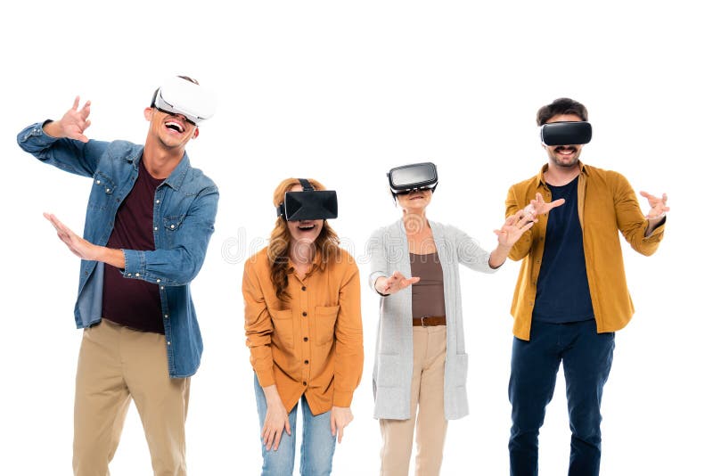 People in Vr Headsets Smiling Isolated Stock Photo - Image of ...