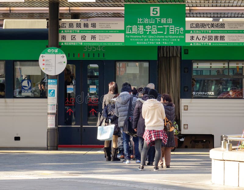 People Waiting for the Bus in Hiroshima, Japan Editorial Stock Photo ...