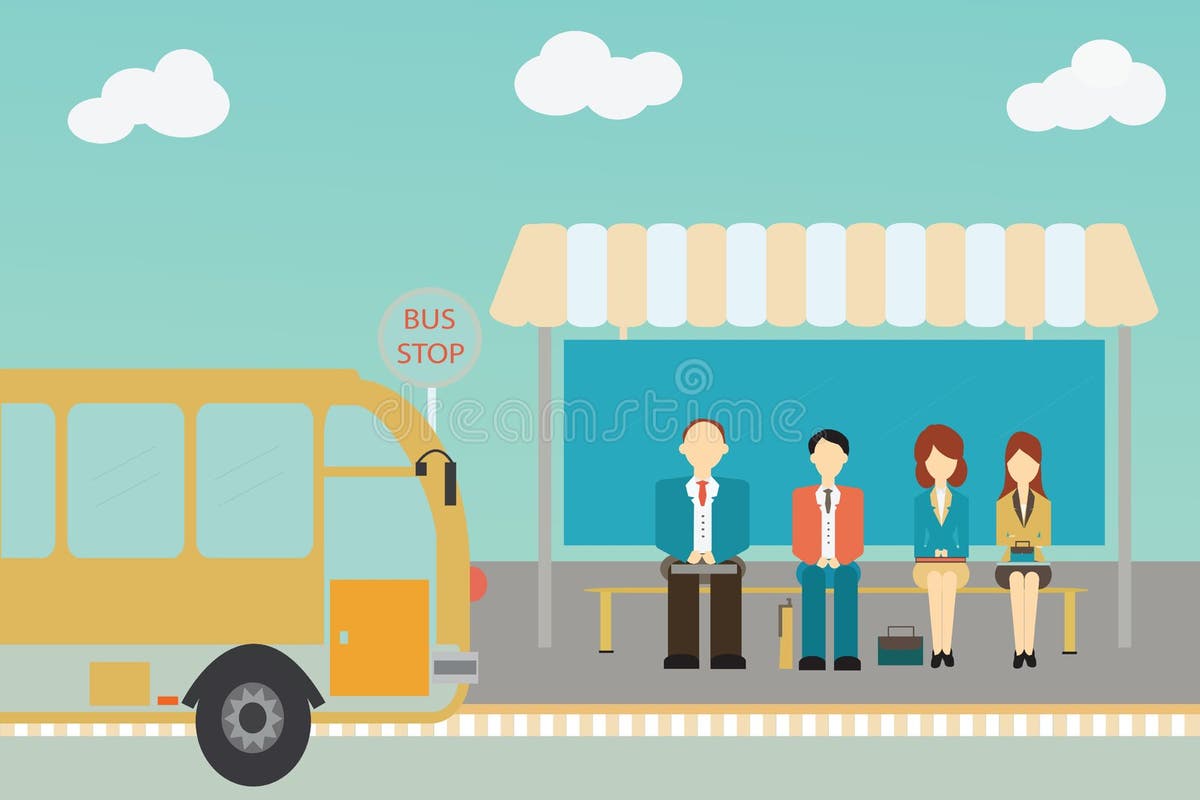 People Standing Bus Stop Stock Illustrations – 463 People Standing Bus ...