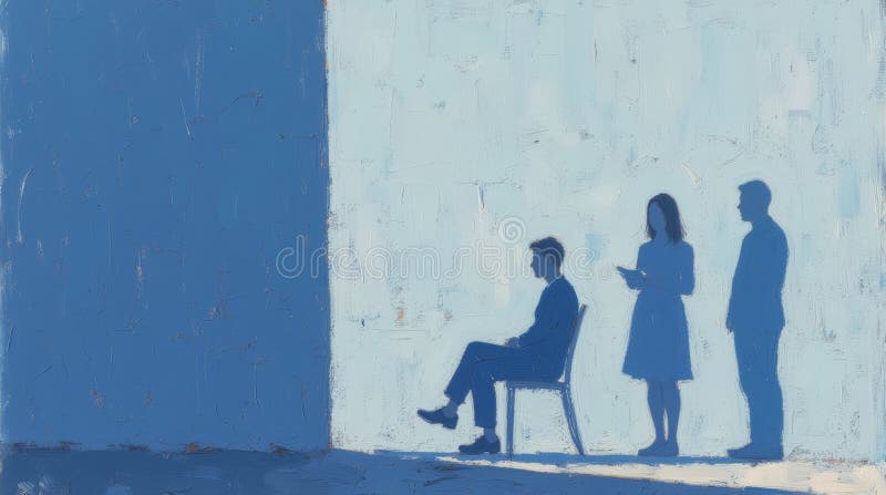 People Waiting Cast in Shadow. an Atmospheric Setting Emphasizes Form ...