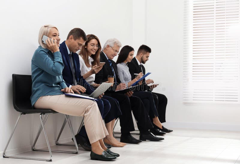 People Waiting for Job Interview Stock Photo - Image of group, indoors ...