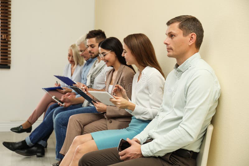 People Waiting for Job Interview Stock Photo - Image of group, female ...