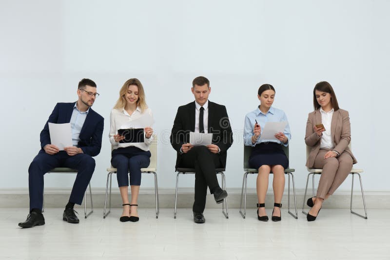 People Waiting for Job Interview in Office Hall Stock Photo - Image of ...