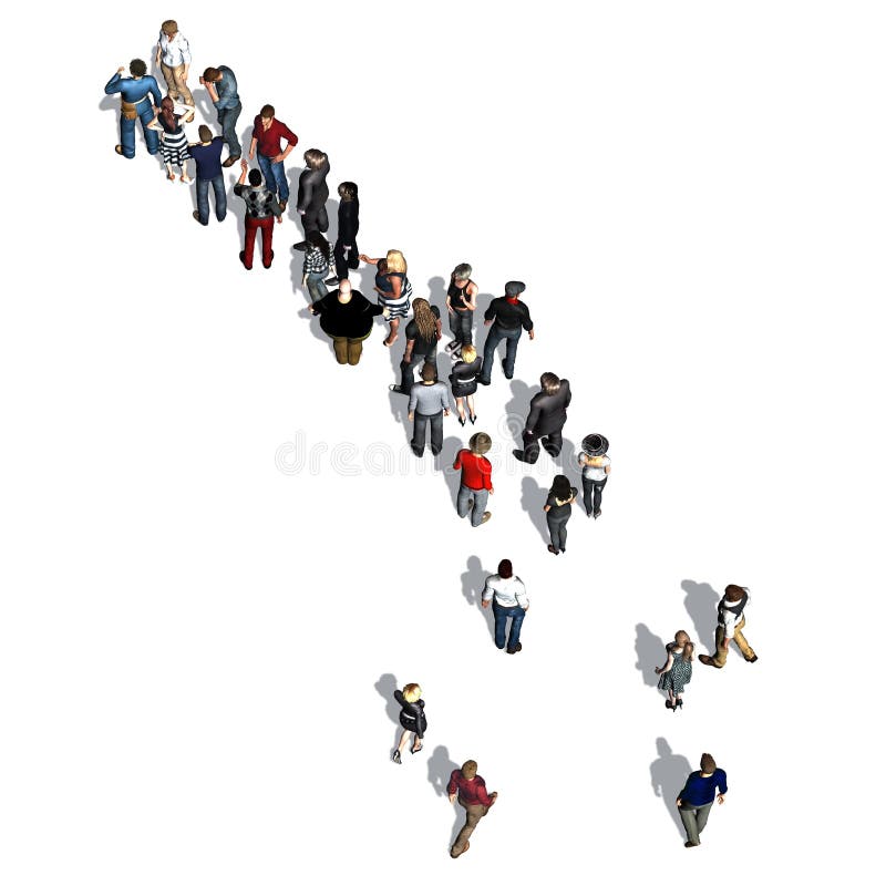 People Waiting in Line - Top View Isolated on White Background Stock ...