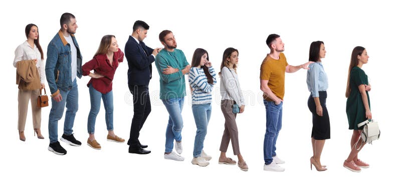 People Waiting in Queue on White Background. Banner Design Stock Photo ...