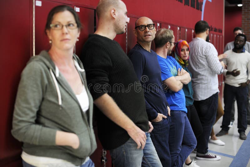 People Waiting Relax on Hallway during Break Time Stock Image - Image ...