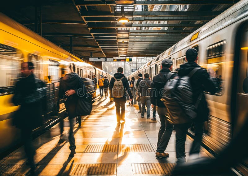 People Waiting for a Train at the Platform of a Train Station. Stock ...