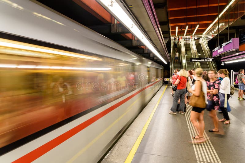 People Waiting for Train in Subway Station in Downtown Vienna Editorial ...