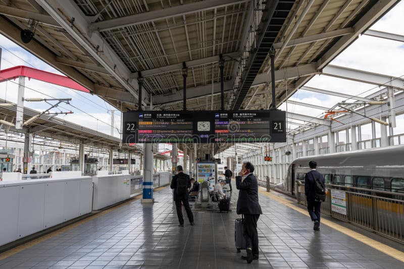 People Waits for the Train on the Okayama Train Stations in Japan ...