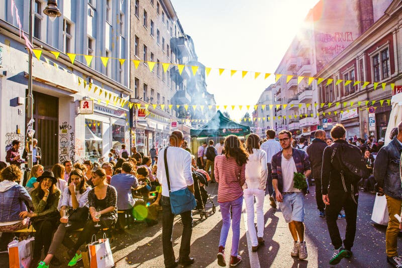 People Waling Near Gray Buildings Stock Image - Image of commerce ...