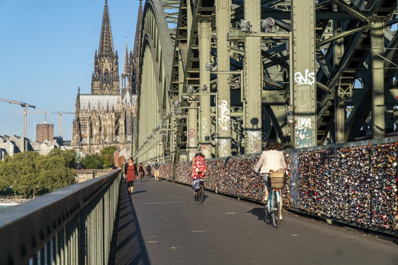 People Walk Across the Hohenzollern Bridge, Cologne Editorial Photo ...