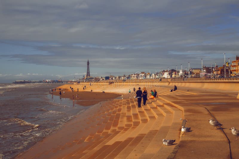 People Walk Along Blackpool Promenade Editorial Stock Image - Image of ...